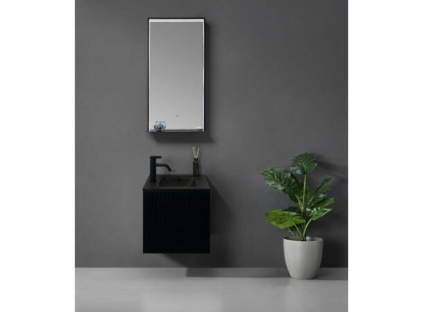 Sorrento Slim - Matt Sort Småmøbel med sort glasservant - Scala Bad AS