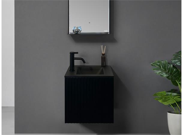 Sorrento Slim - Matt Sort Småmøbel med sort glasservant - Scala Bad AS