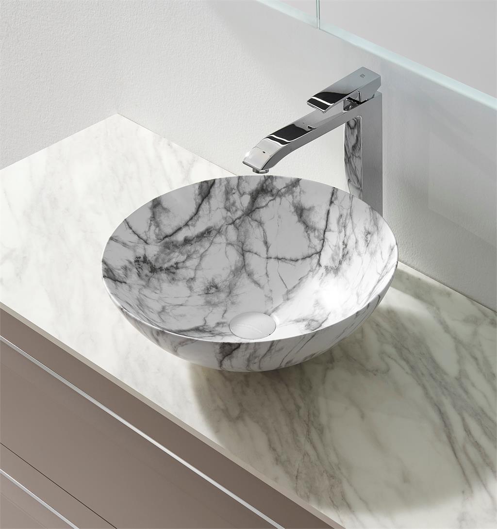 Sasi - Hvit Marmor Bolleservant i porselen - Scala Bad AS